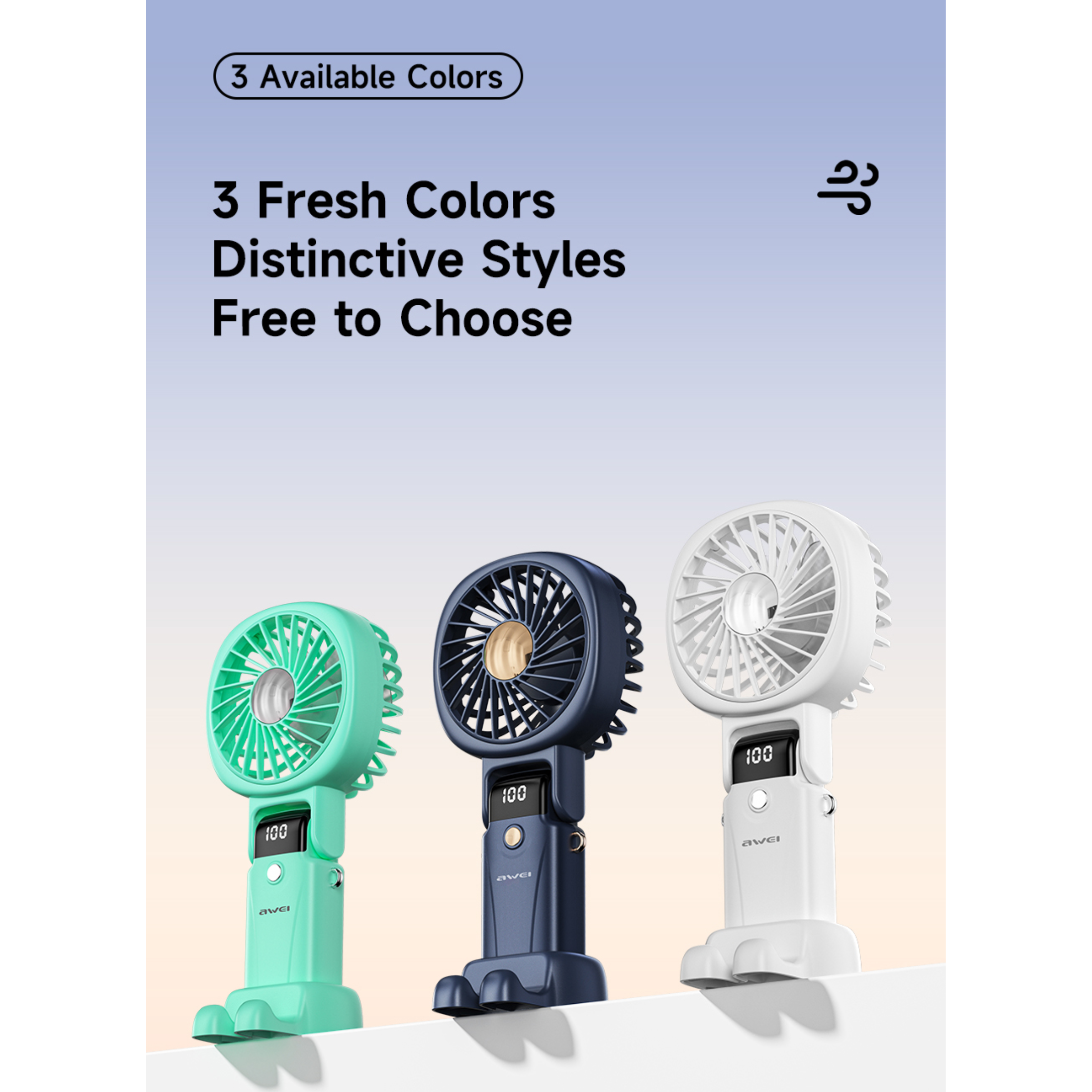 Awei F37 Handheld Multifunctional Fan – Rechargeable – Cartlogue